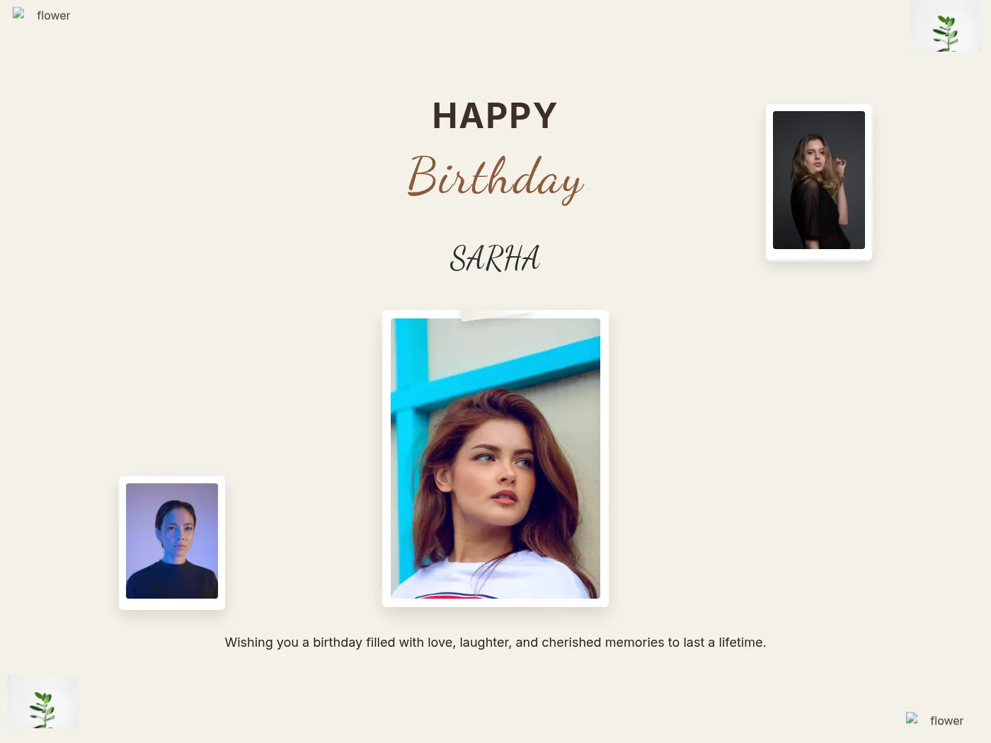 Modern Birthday Celebration One-Page Website for Sarha