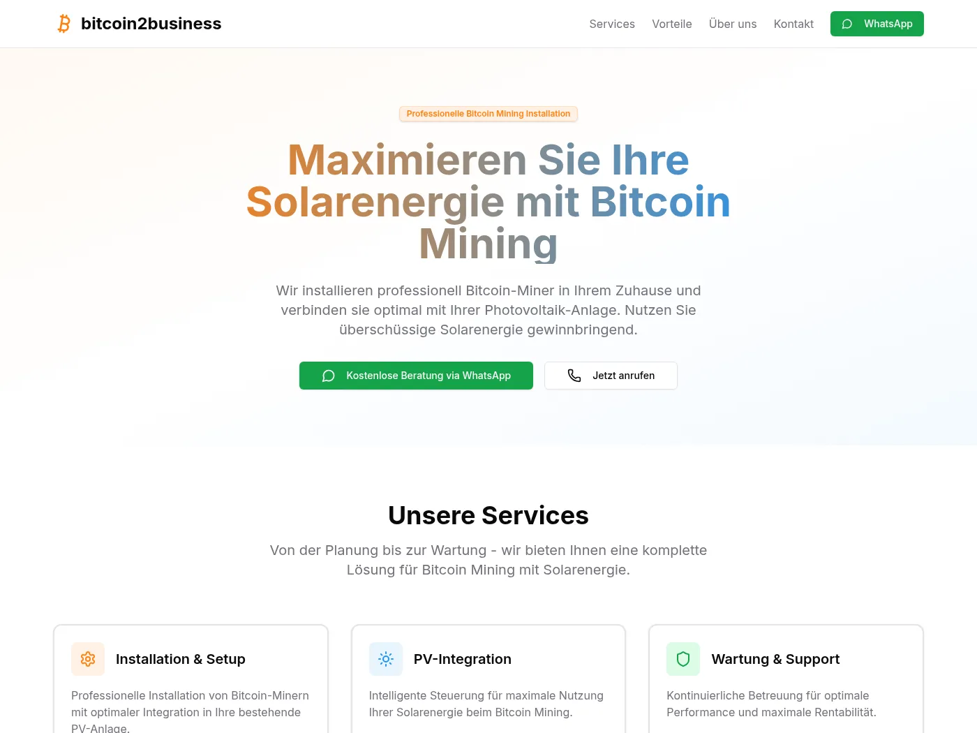 bitcoin2business – Professionelle Installation von Bitcoin-Minern mit PV-Anlagen
