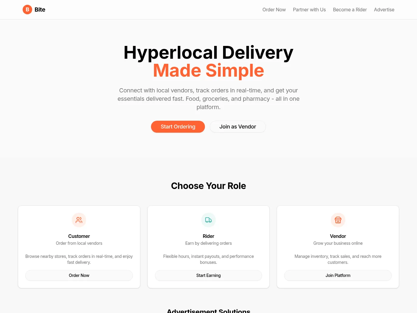 Bite Hyperlocal Delivery Platform