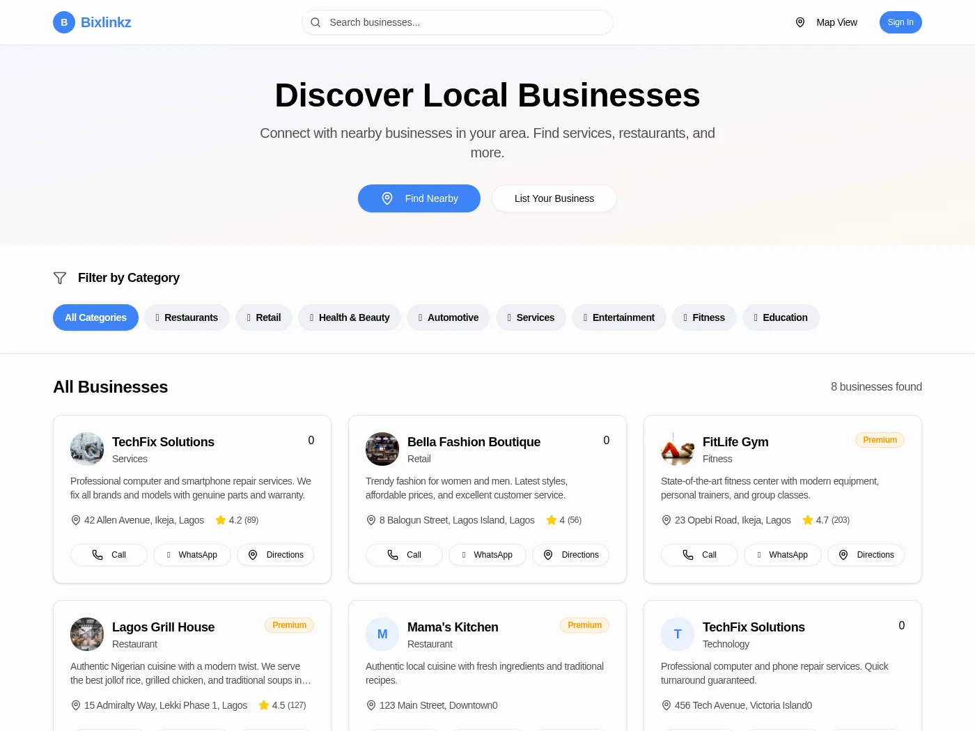 Bixlinkz: Connect Customers to Nearby Businesses