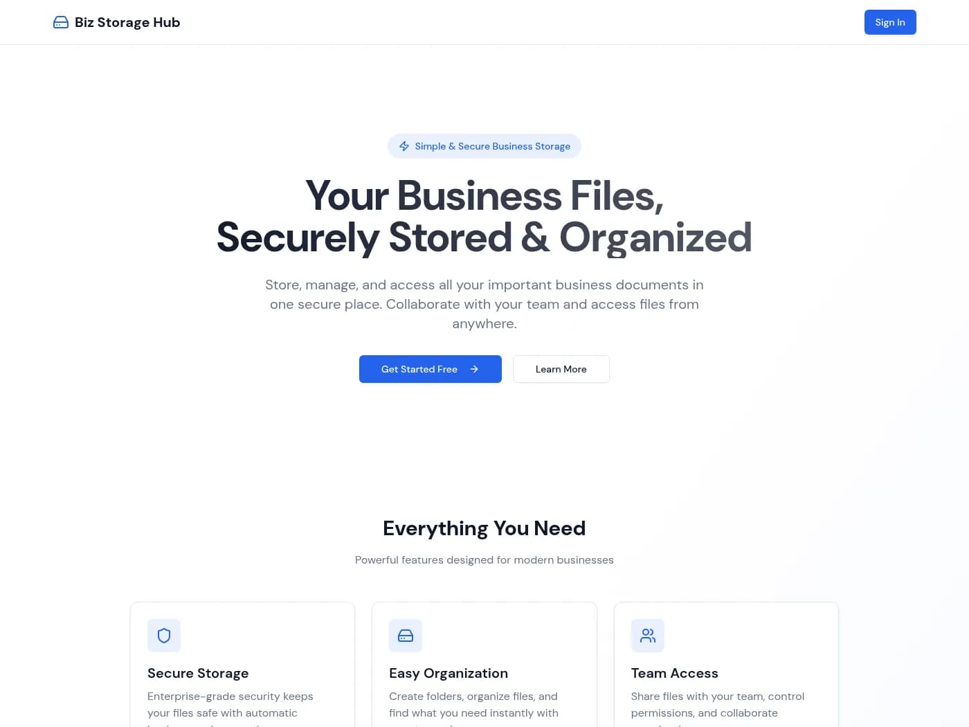 Biz Storage Hub