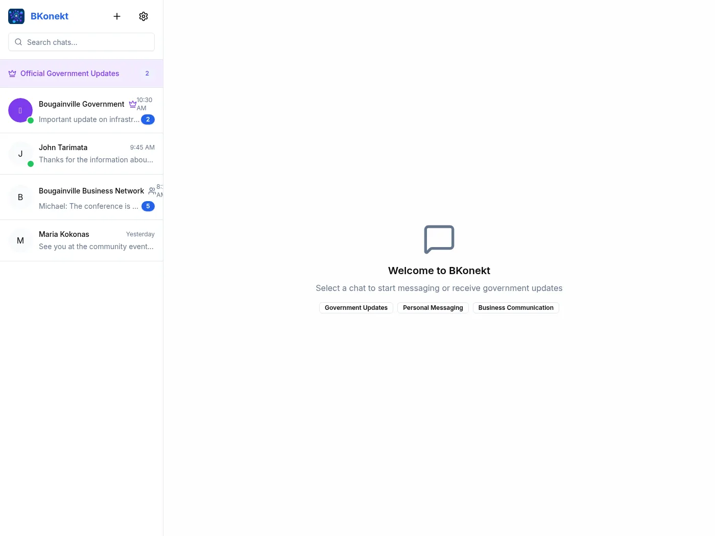 BKonekt: Unified Messaging & Government Updates Platform