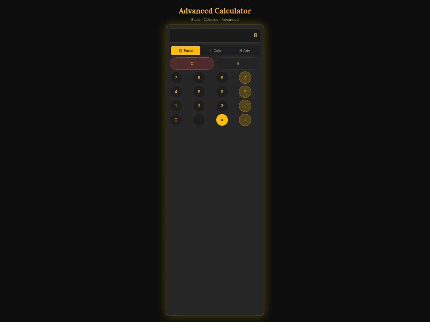 Black & Gold Advanced Math Calculator