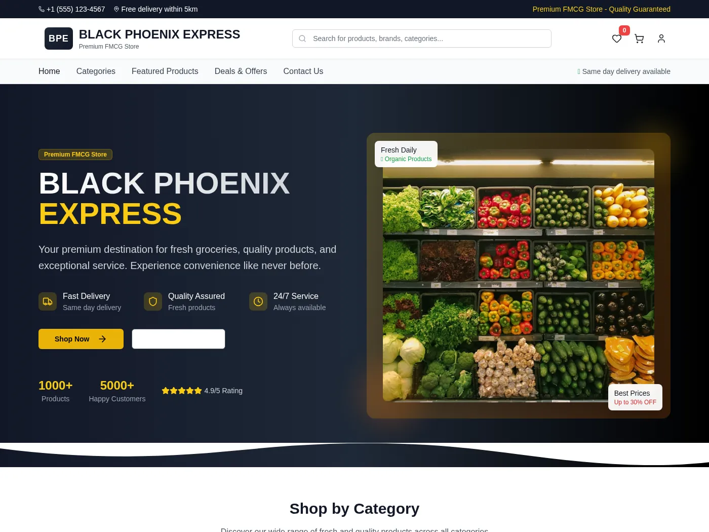BLACK PHOENIX EXPRESS Grocery Store FMCG App
