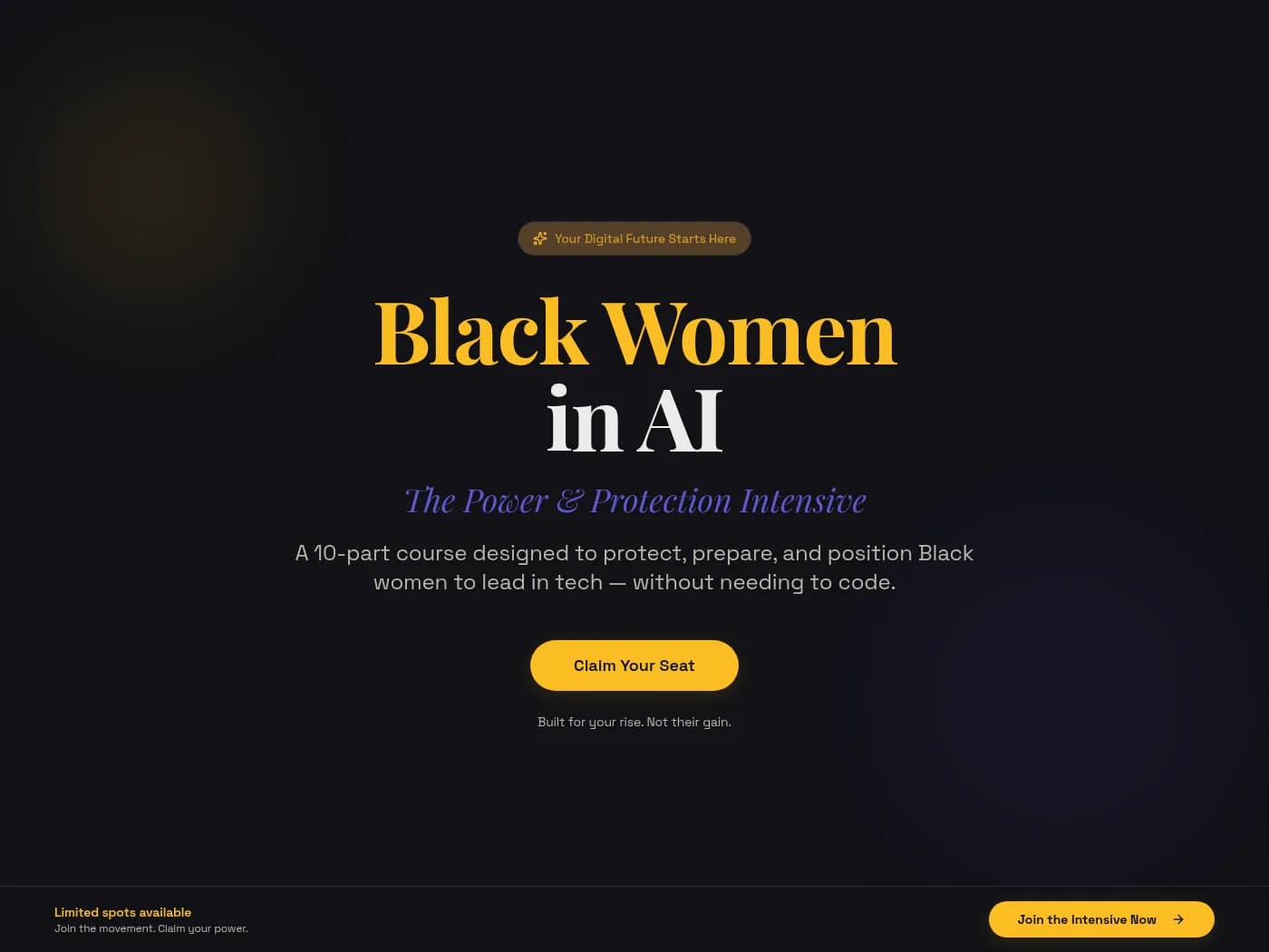 Black Women in AI: The Power & Protection Intensive Landing Page