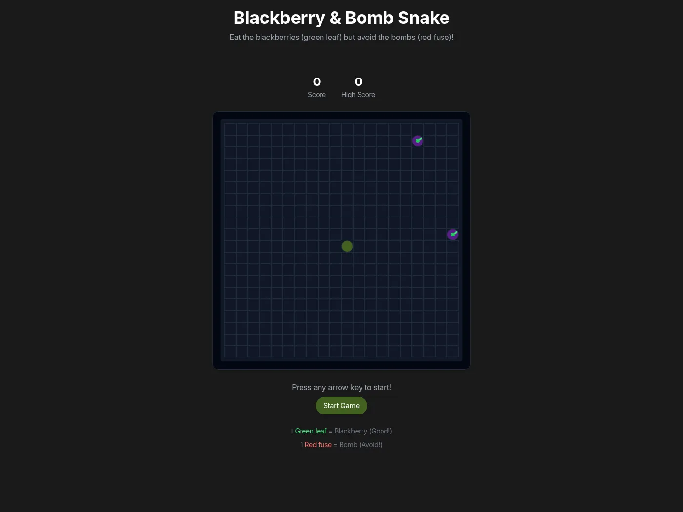 Blackberry & Bomb Snake Game