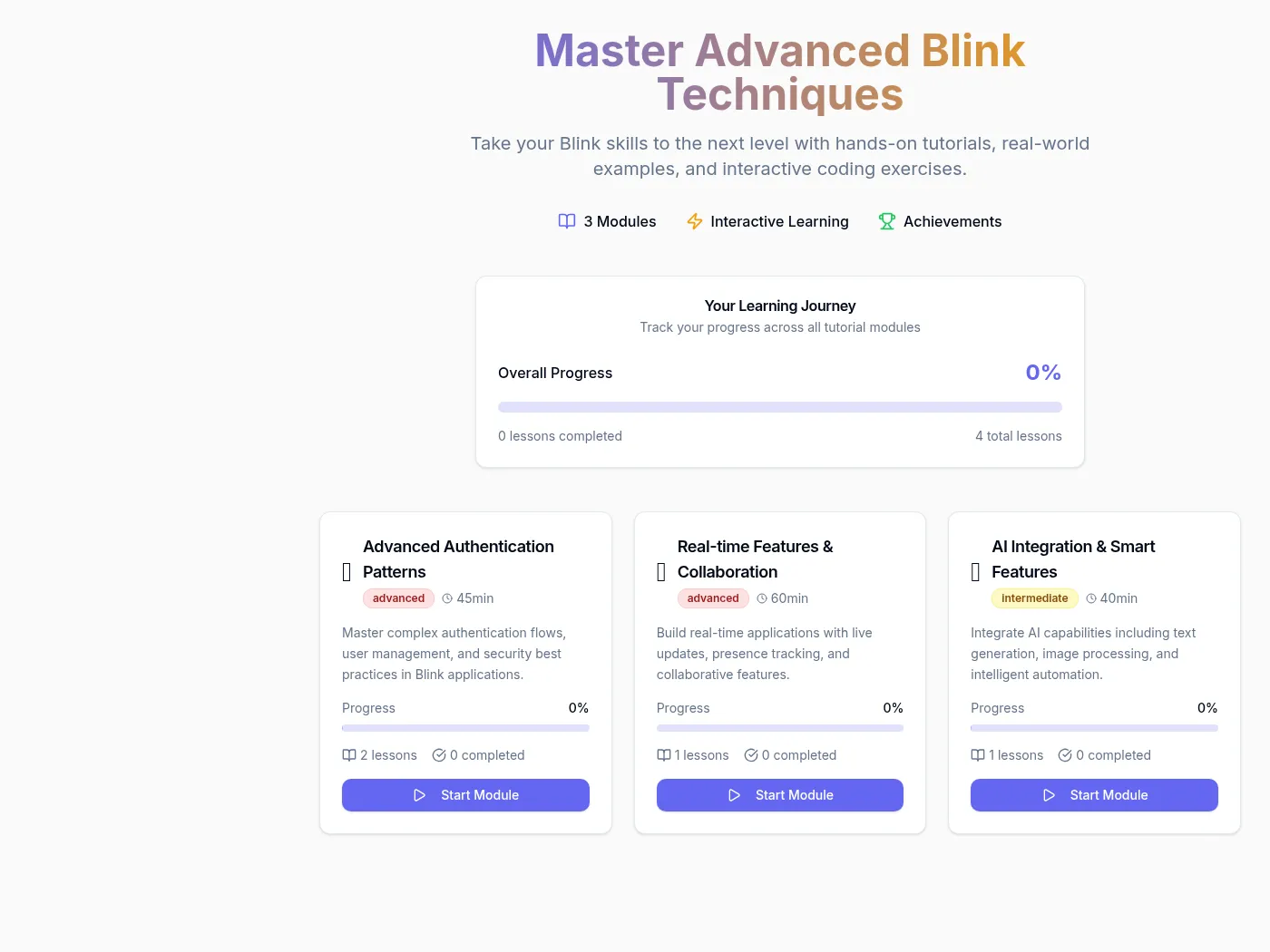 Blink Advanced Interactive Tutorial