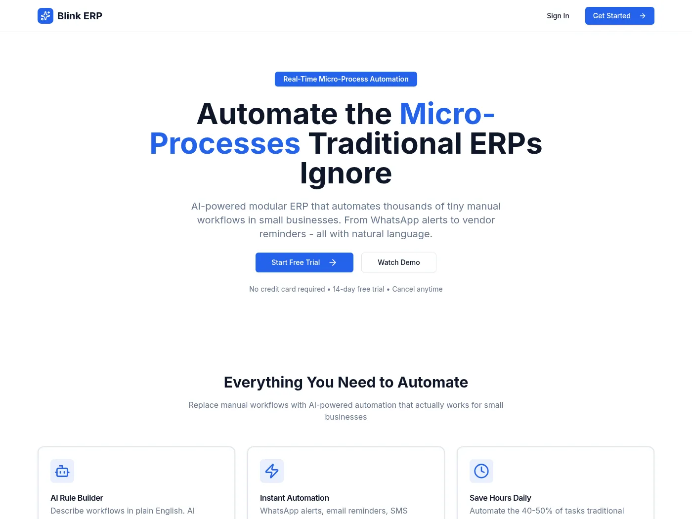 Blink AI — Real-Time Micro-Process Automation ERP