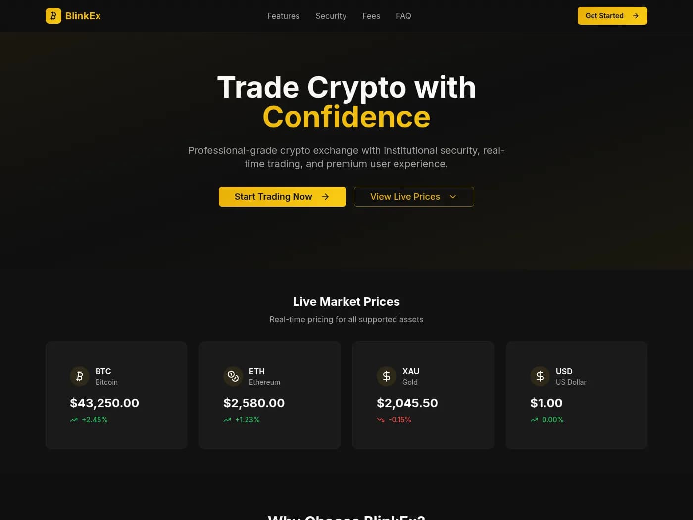 Blink Crypto Exchange Platform