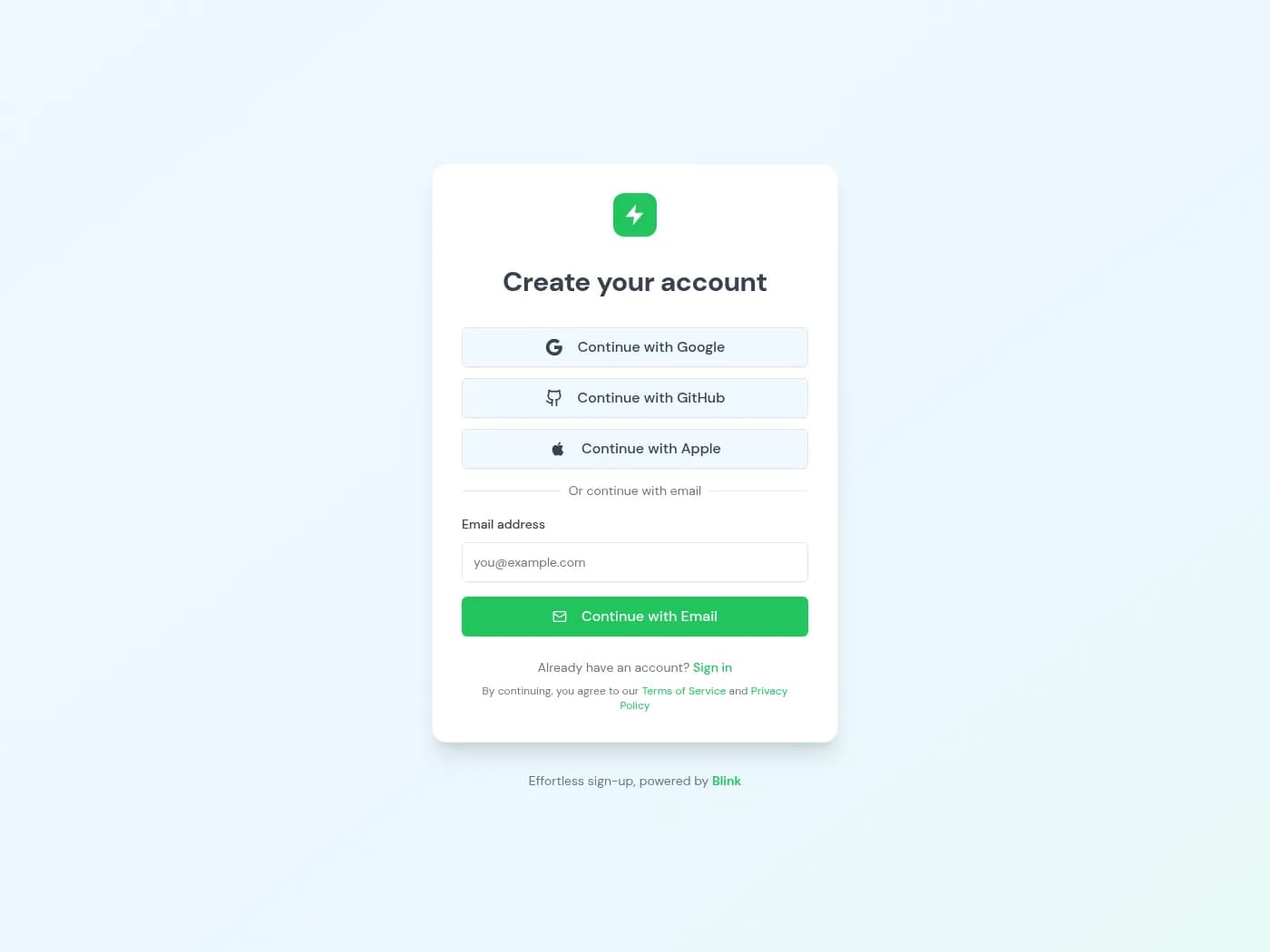 Blink - Effortless Sign Up Platform