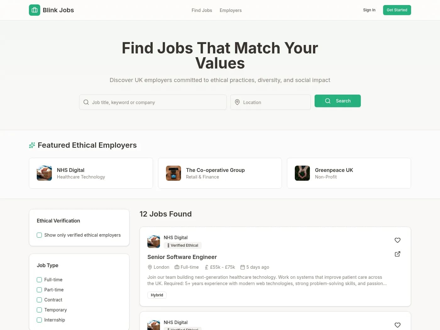 Blink Jobs – Ethical UK Job Directory for Values-Driven Careers