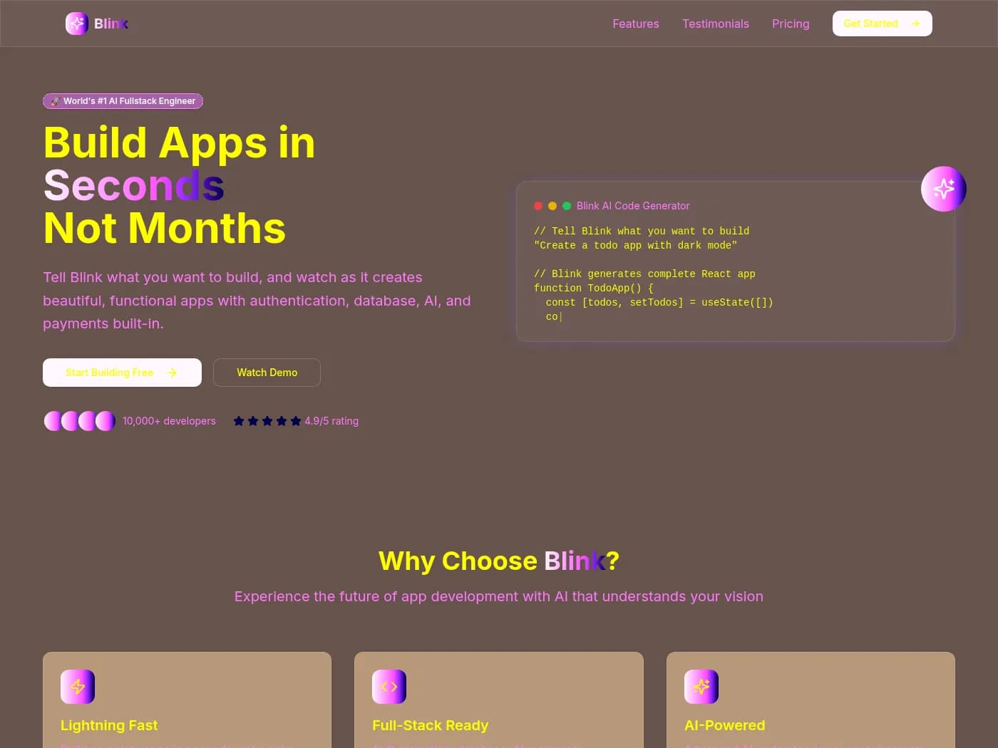 Blink - World's Best Landing Page