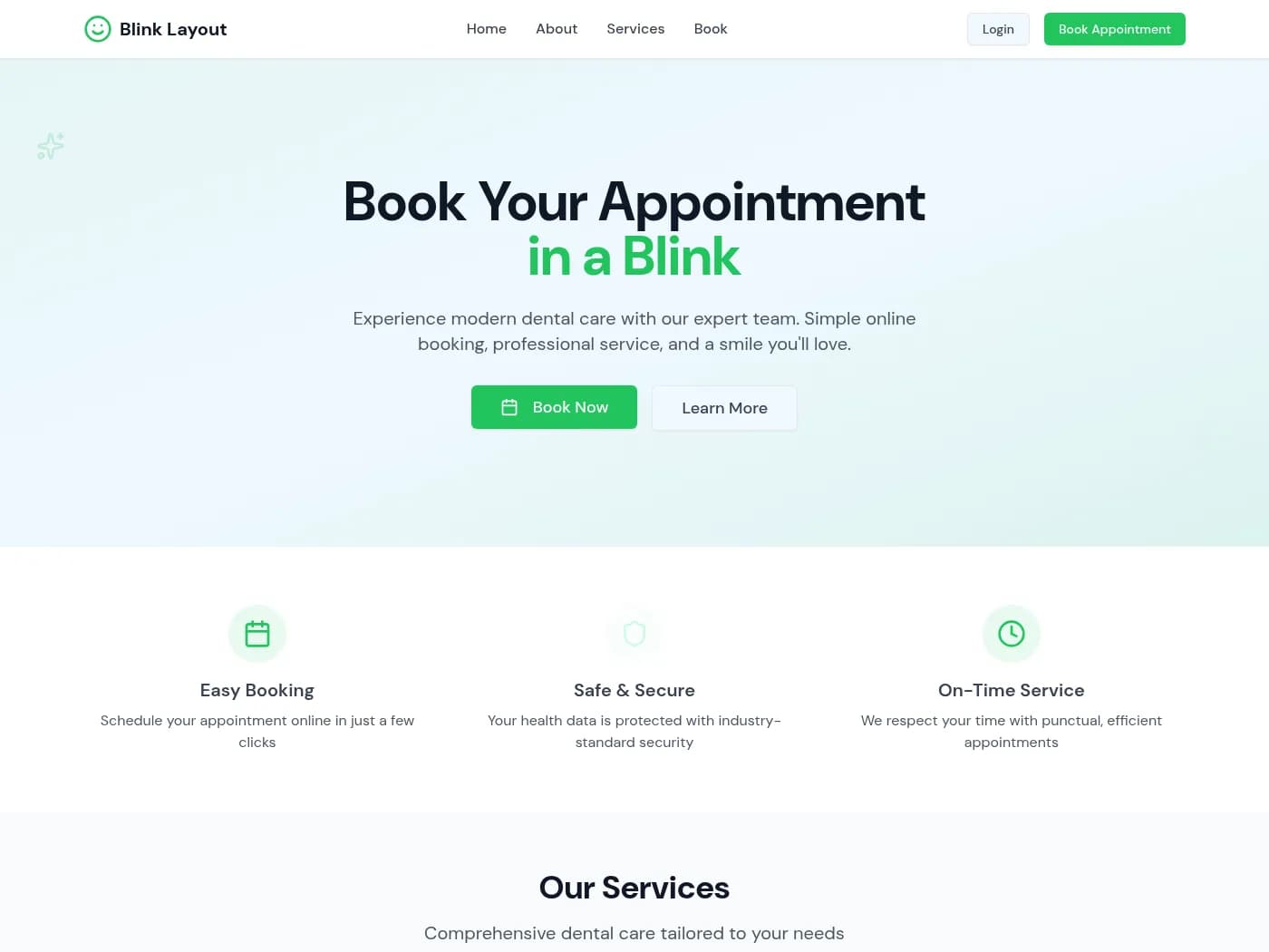 Blink Layout Dental Appointment Platform