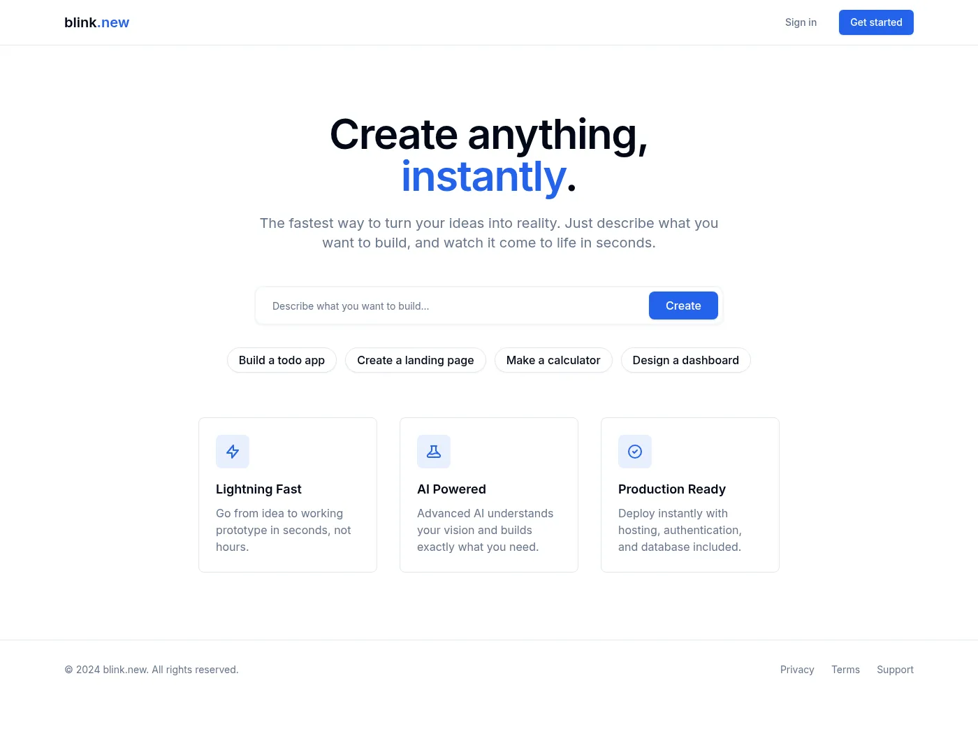 Instant Note-Taking Website Inspired by blink.new