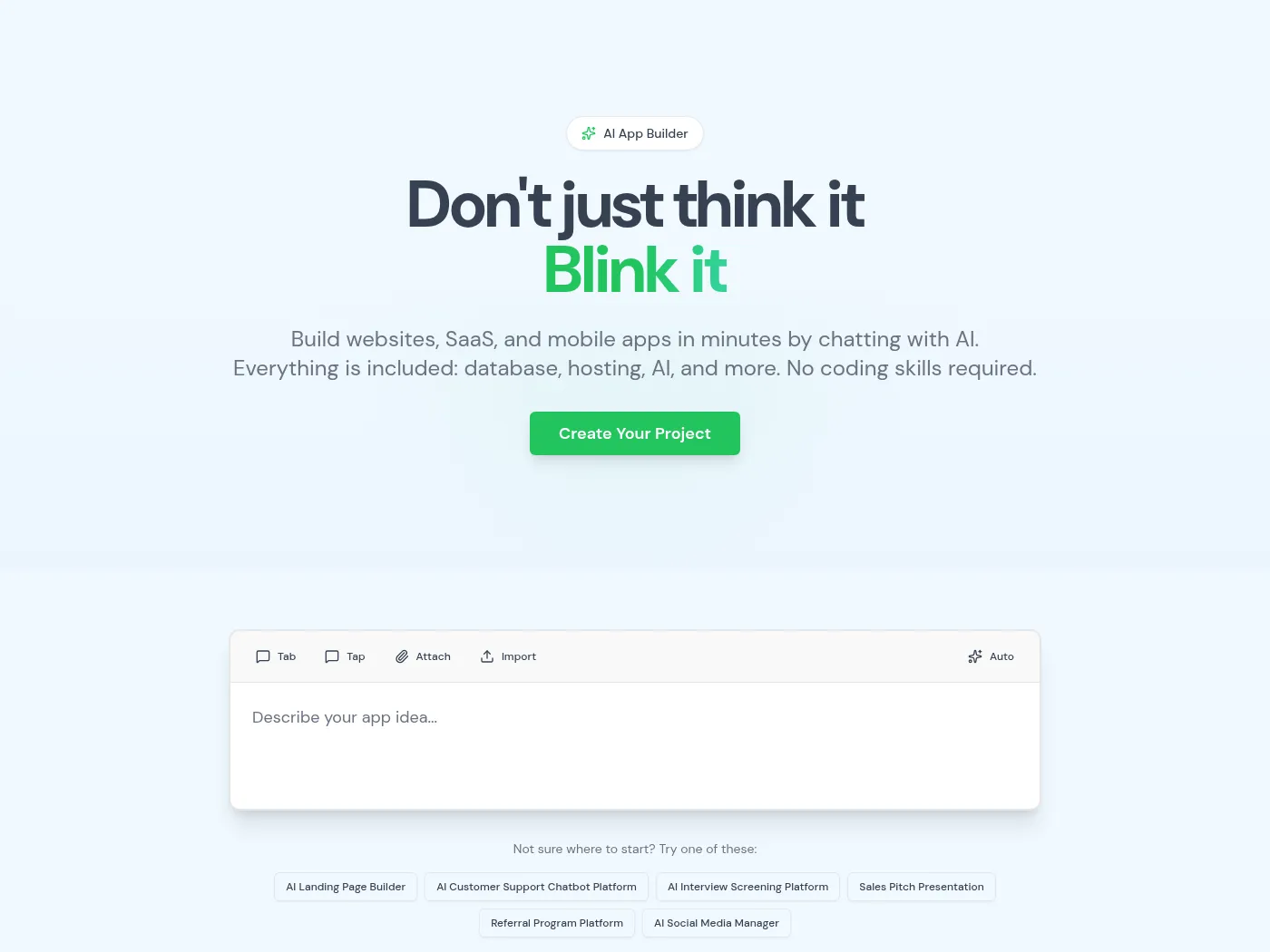 Blink.new Clone: Instant Web App Starter