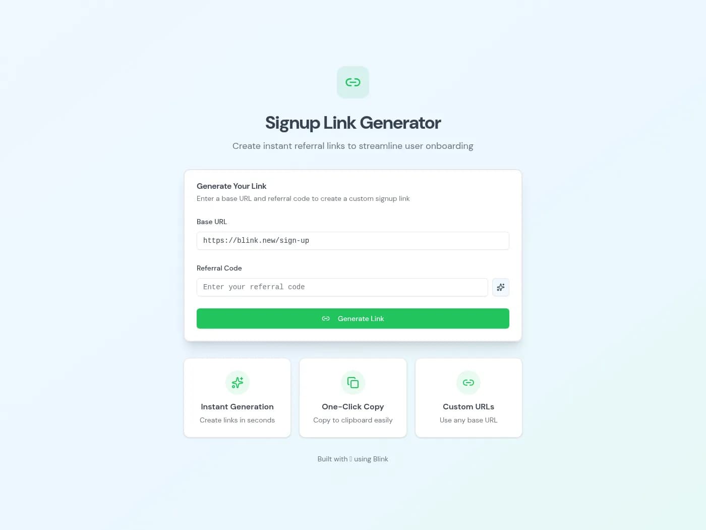 Blink New - Instant Signup Link Generator