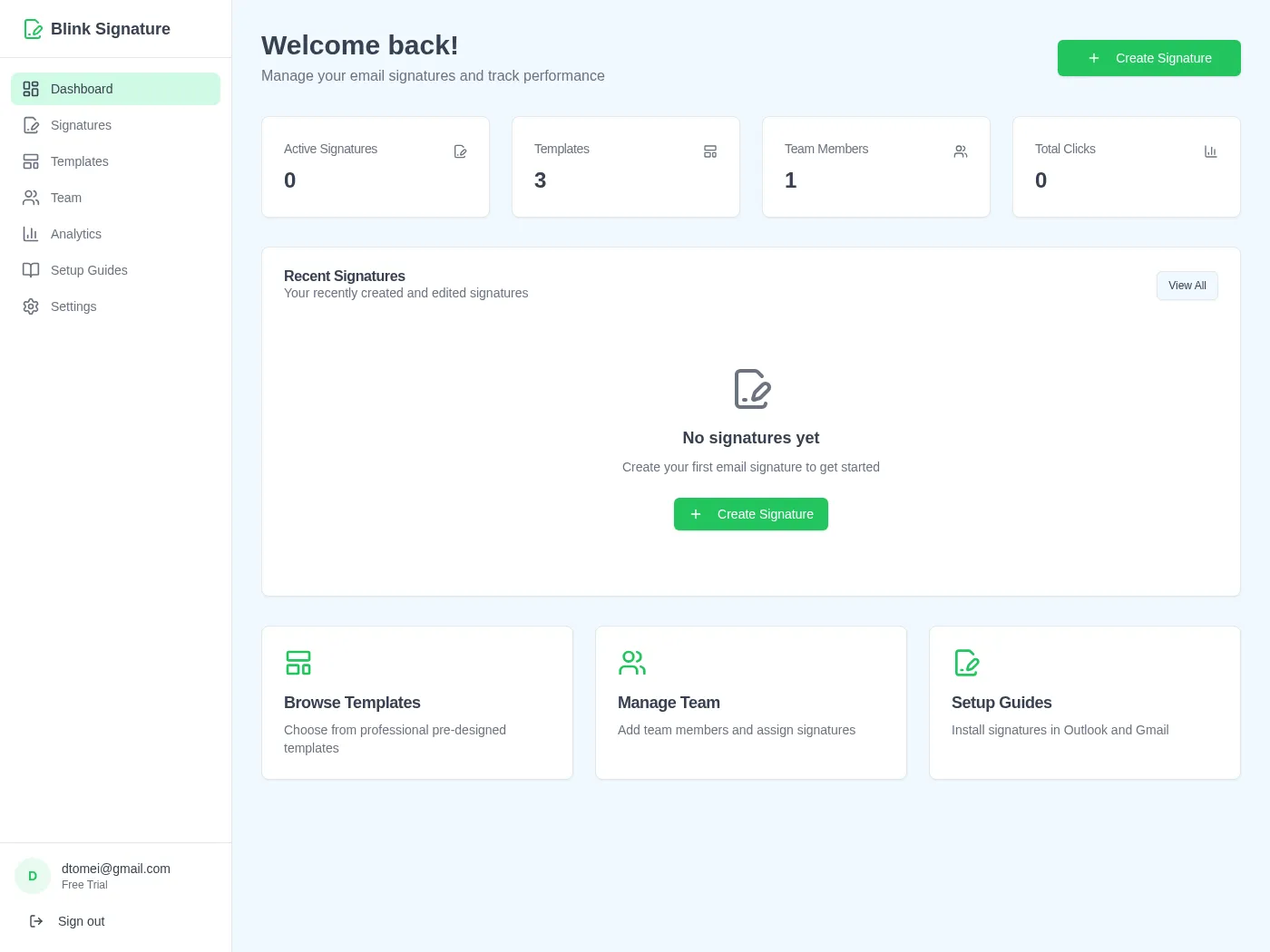 Blink Signature Multi-Tenant Email Signature Platform