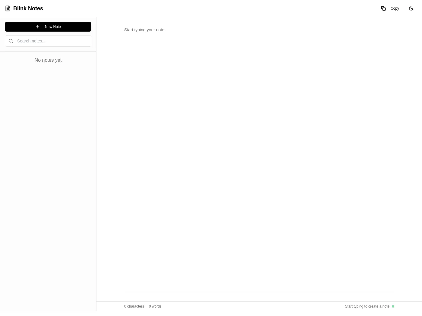 Blink-Style Instant Note Website