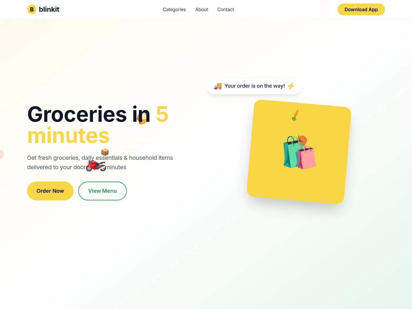 Blinkit-Inspired Animated Grocery Homepage