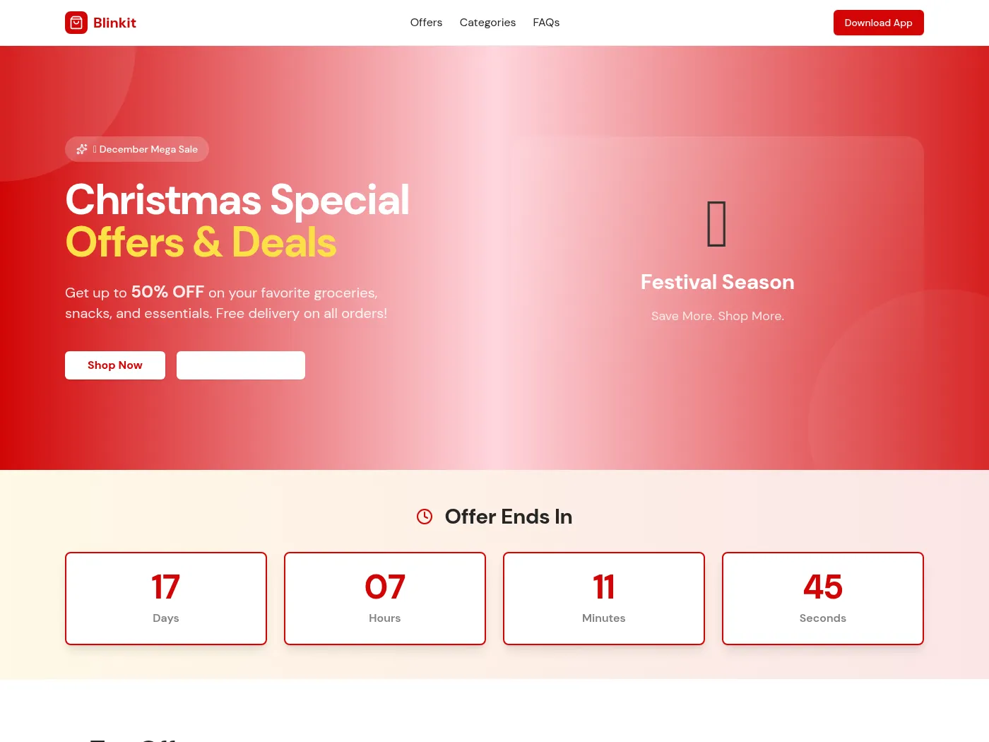 Christmas Offers Marketing Portal for Blinkit