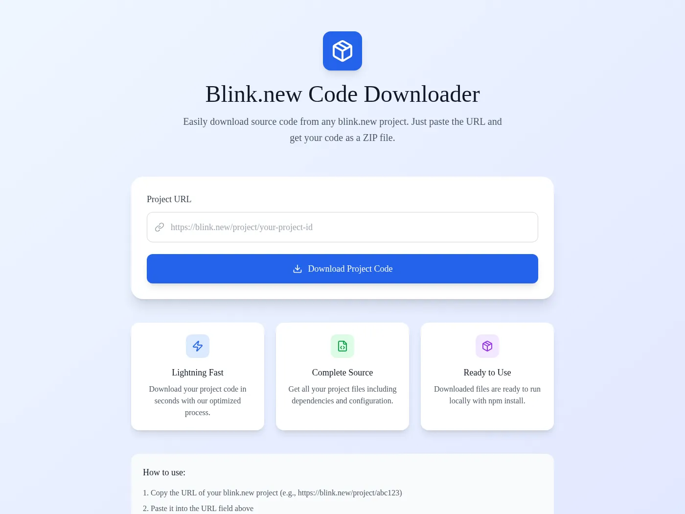 Blink.new Project Code Downloader
