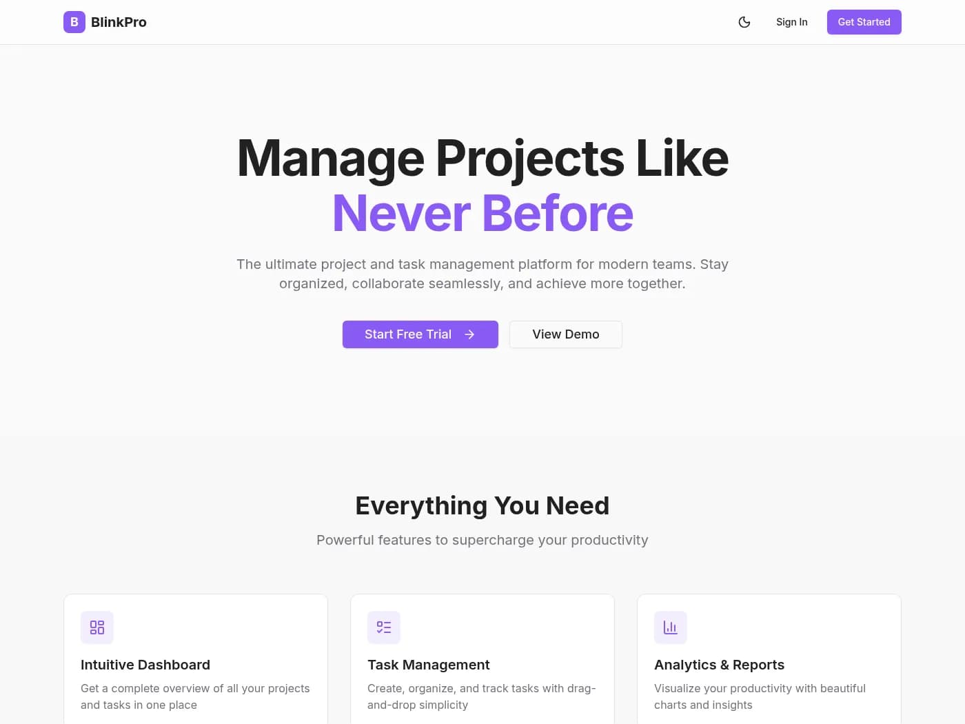 BlinkPro: Full-Featured Task and Project Management Platform