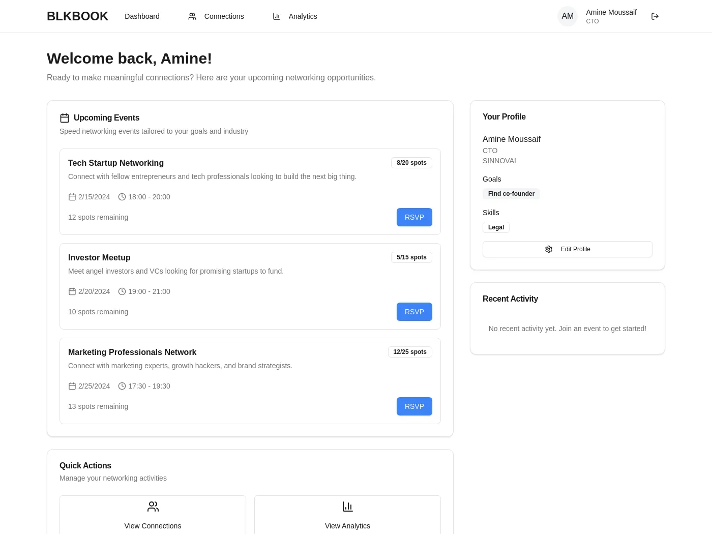 BLKBOOK Speed Networking Platform