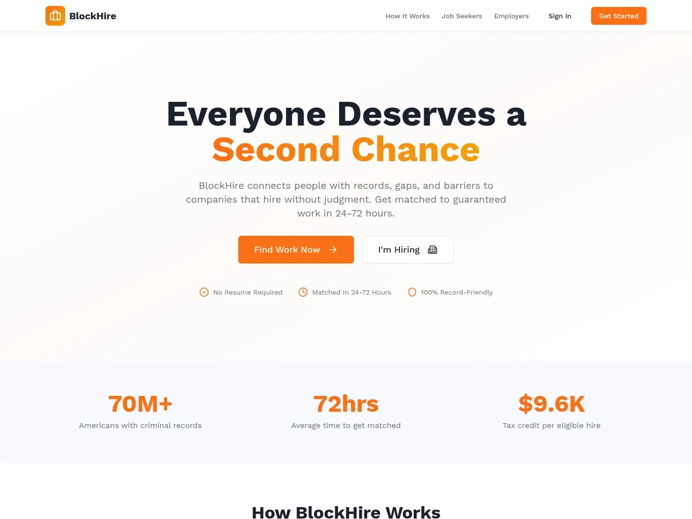 BlockHire – Second-Chance Job Marketplace for Justice-Impacted Workers