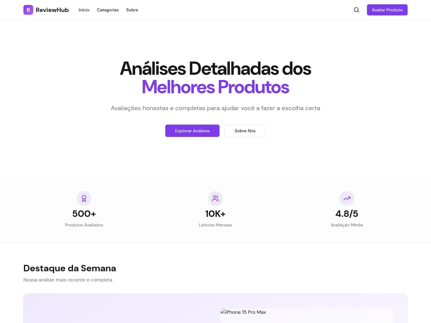 Blog de Análise e Avaliação de Produtos com Links de Compra