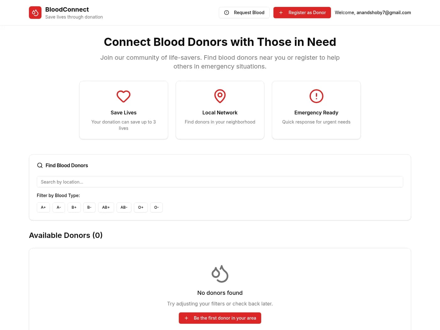 Blood Donation Finder Web App