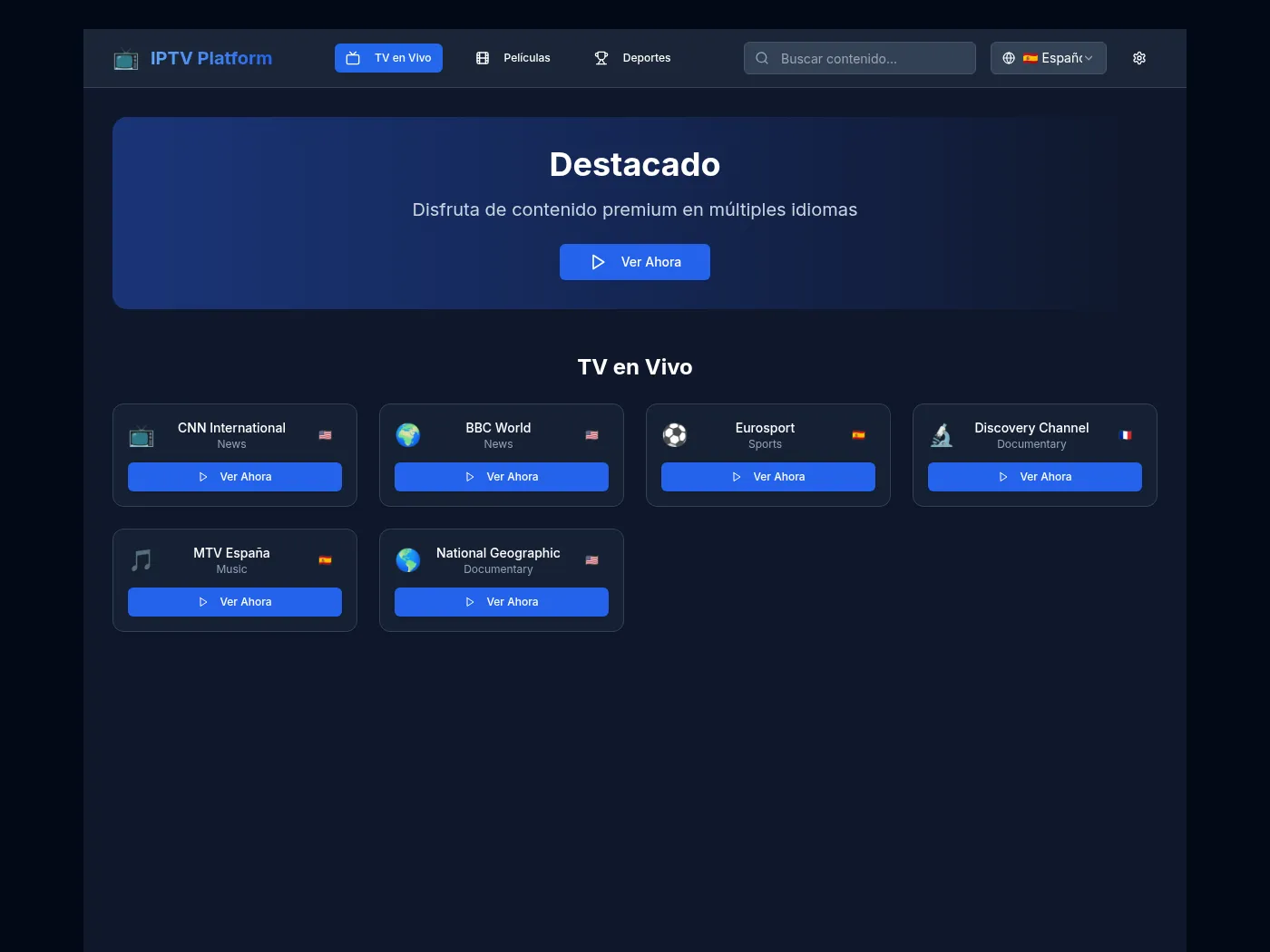 Blue & Black IPTV Multilingual Platform