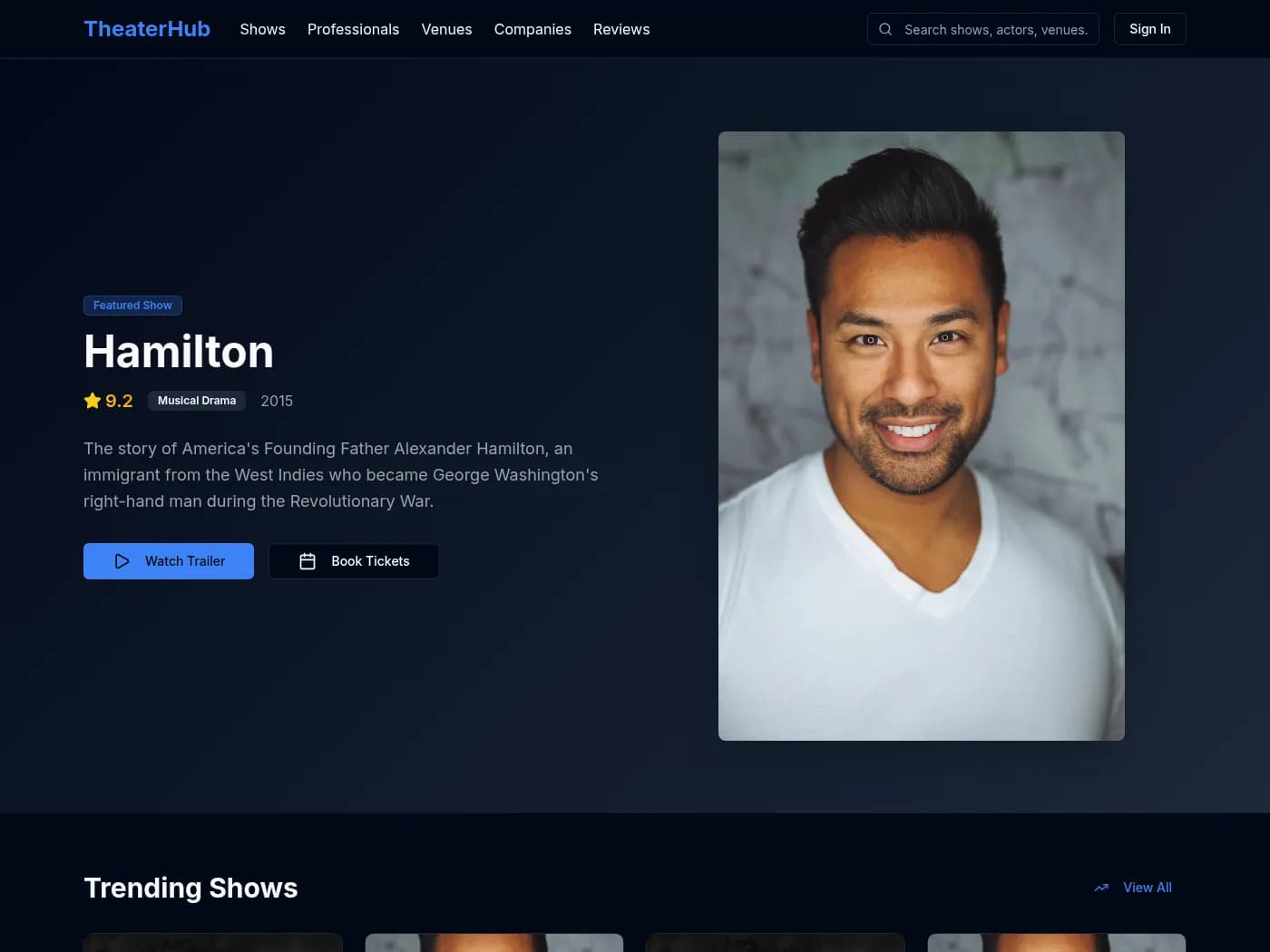 Blue TheaterHub: IMDb-Inspired Theater Homepage