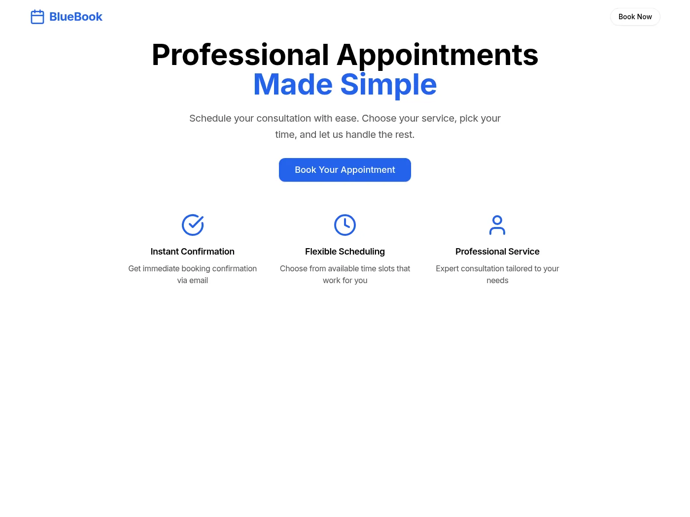 BlueBook: Minimalist Appointment Booking Platform