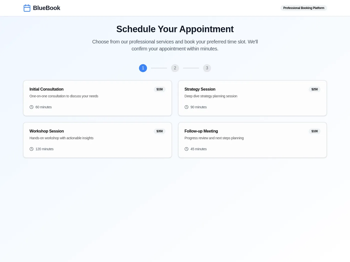 BlueBook: Minimalist Appointment Booking Platform