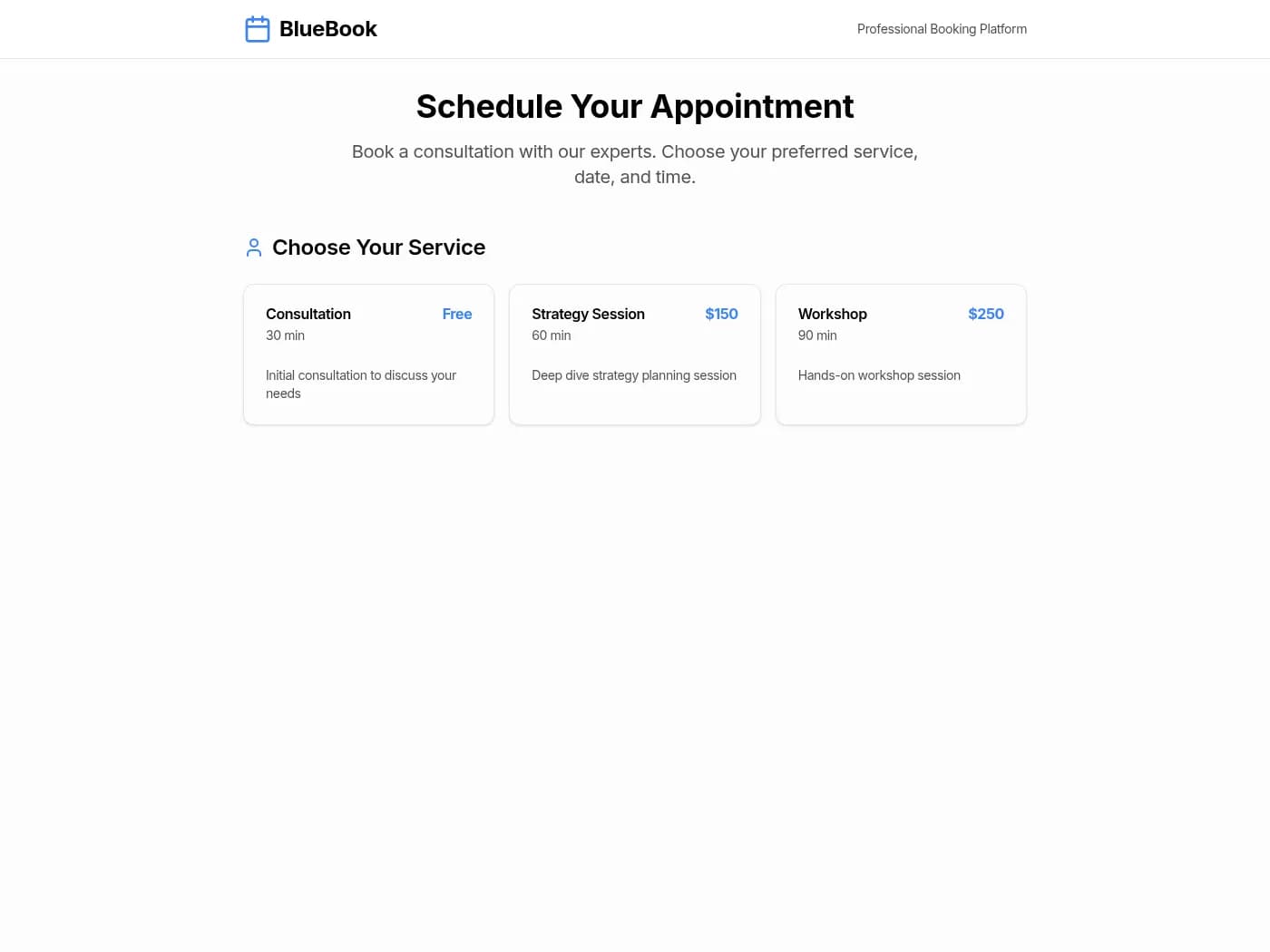 BlueBook: Minimalist Appointment Booking Platform