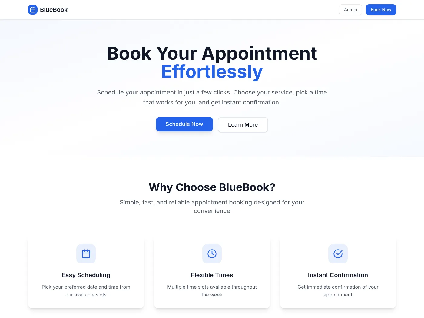 BlueBook: Minimalist Appointment Booking Platform