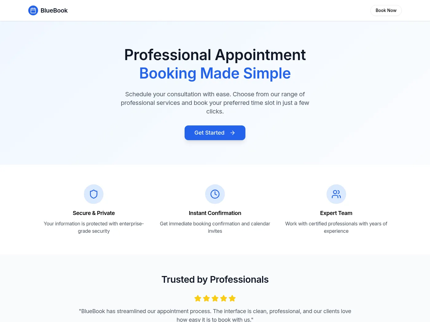 BlueBook: Minimalist Appointment Booking Platform