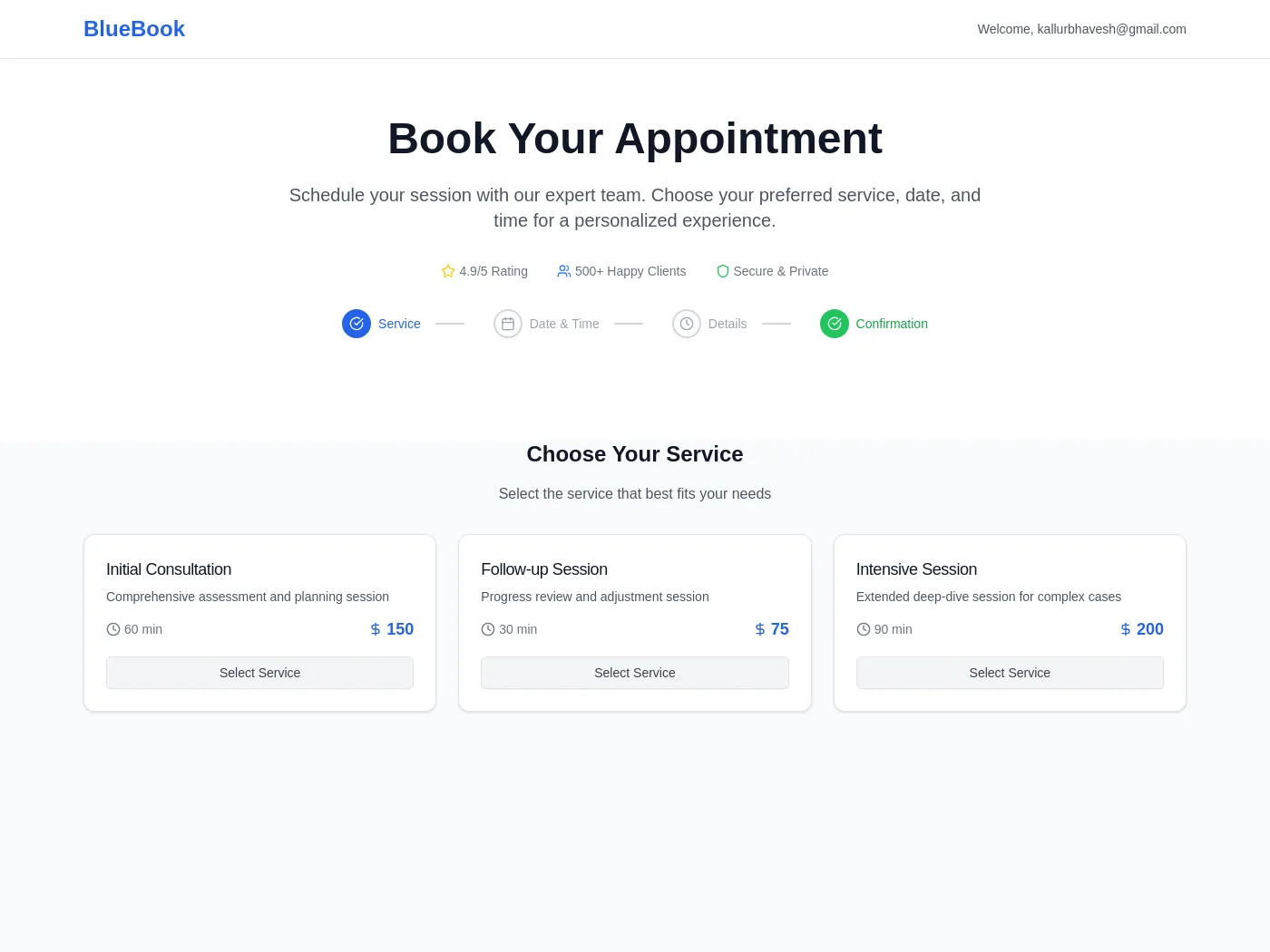 BlueBook: Minimalist Booking Platform for Lead Capture