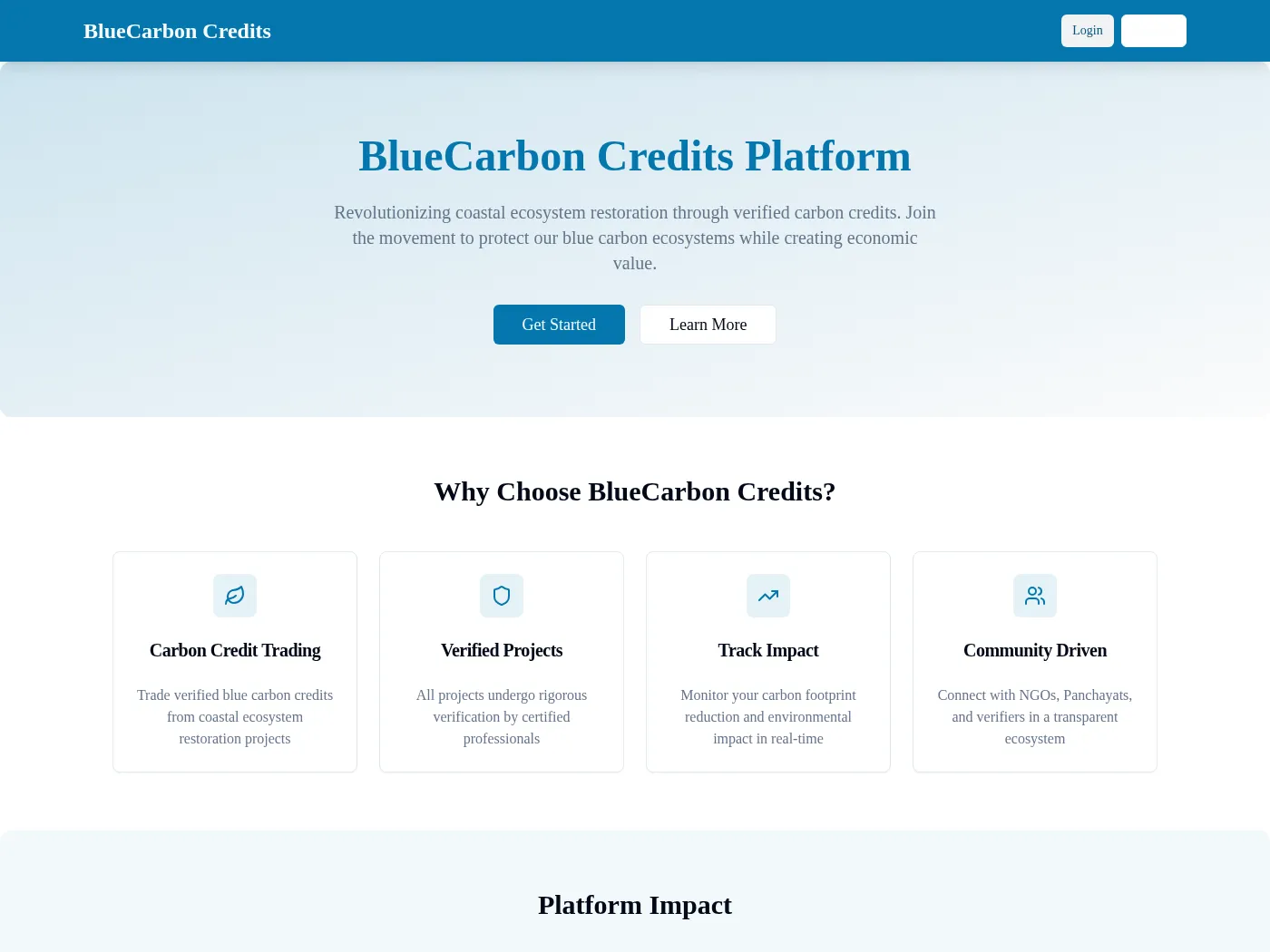 BlueCarbon Credits Platform