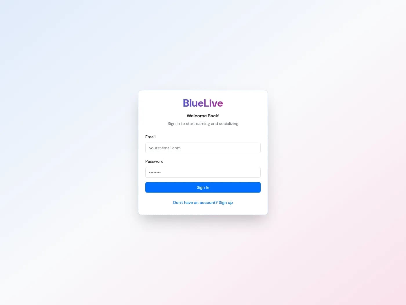 BlueLive: Legit Earning and Social App