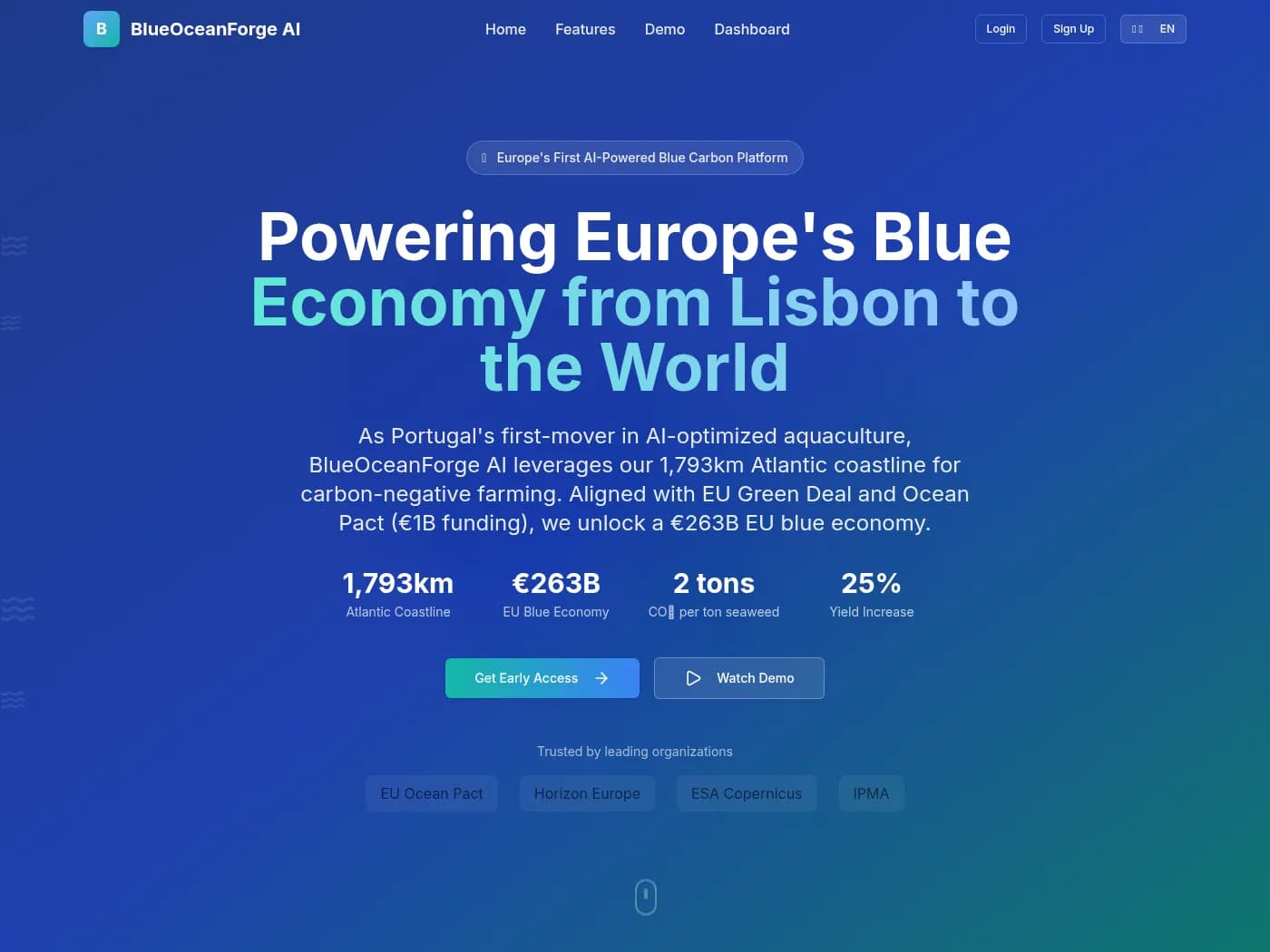 BlueOceanForge AI – Bilingual Blue Economy Platform for Portugal