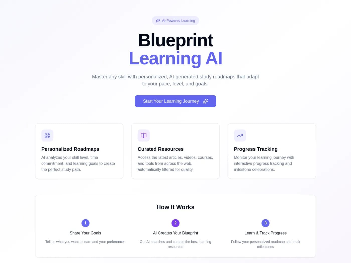 Blueprint Learning AI – Personalized Study Roadmaps Powered by AI