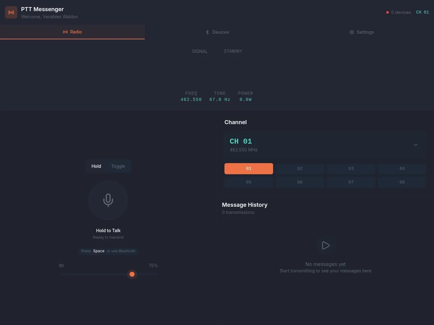 Bluetooth-Controlled PTT Messenger with Audio Customization