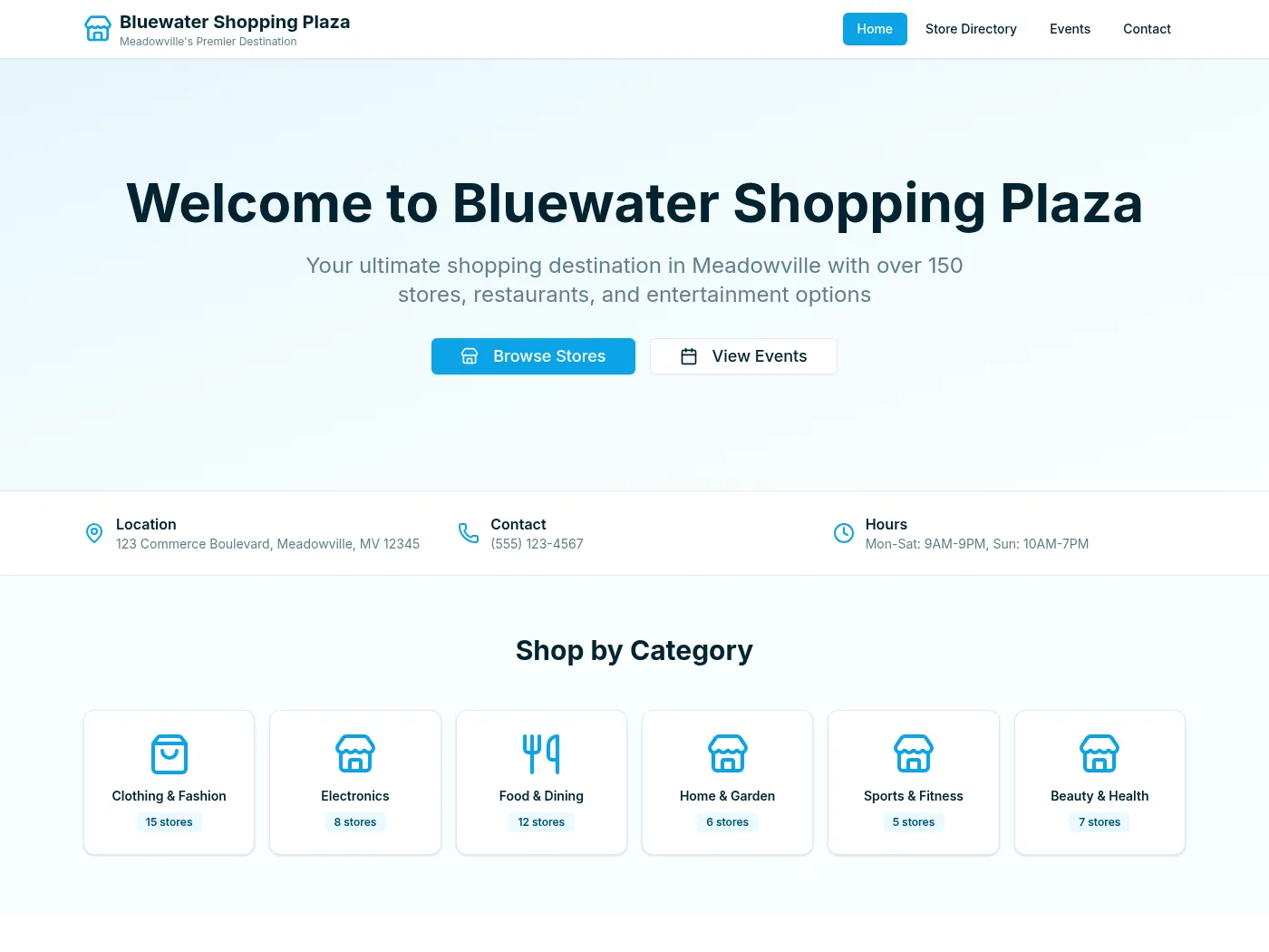 Mall Central Website for Bluewater Shopping Plaza