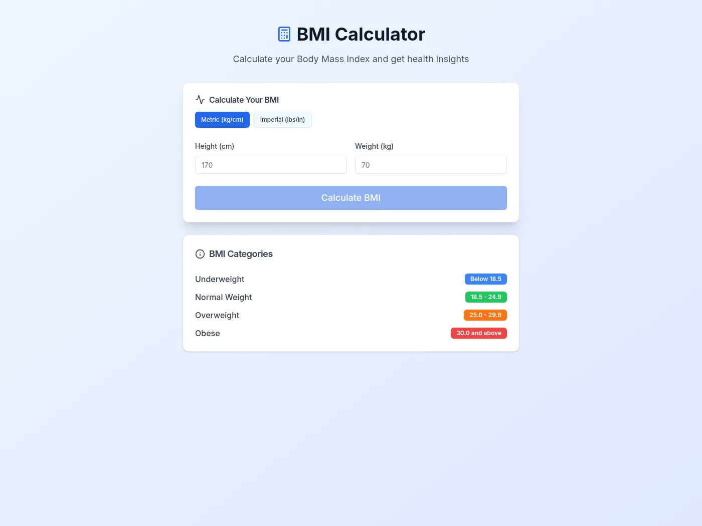 BMI Calculator Web App