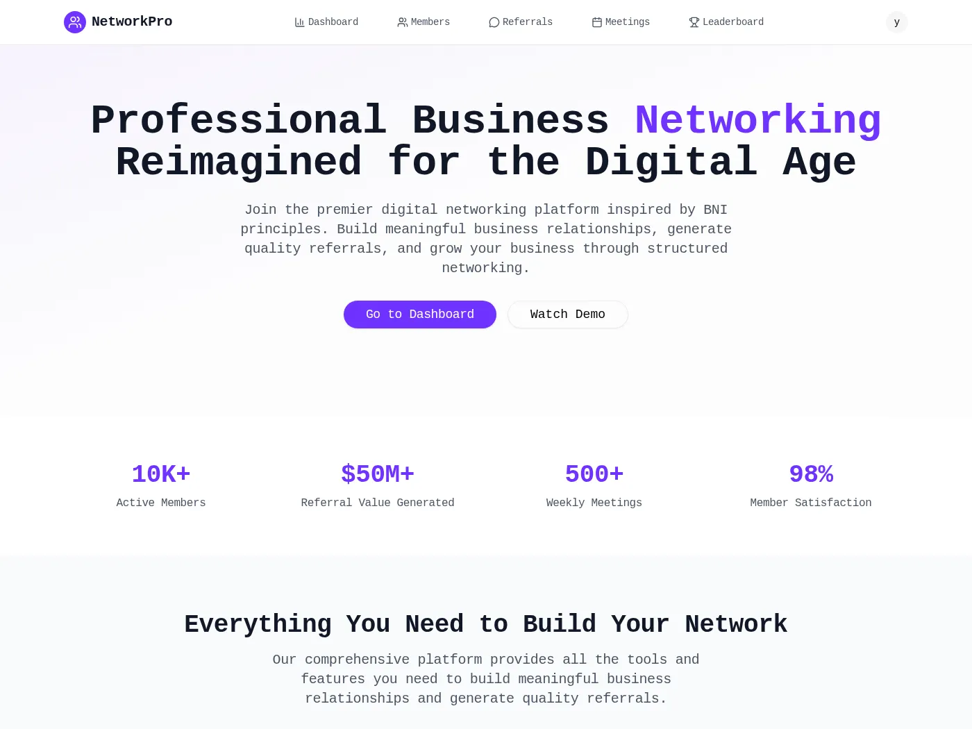BNI-Style Digital Networking Platform