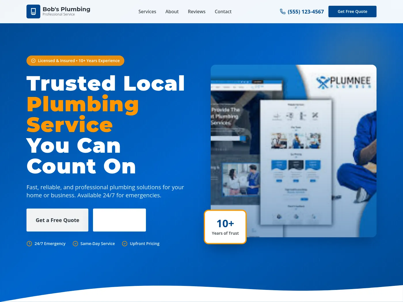 Bob’s Plumbing Service Modern Brand Website