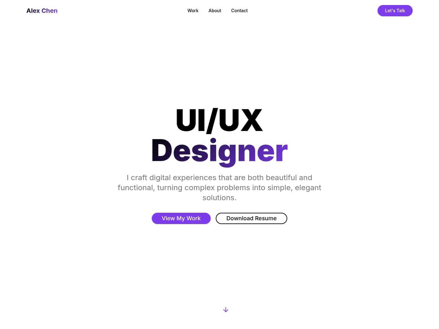 Bold Minimalist UI/UX Designer Portfolio Website