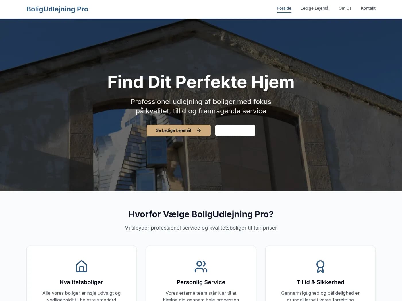 BoligUdlejning Pro Hjemmeside