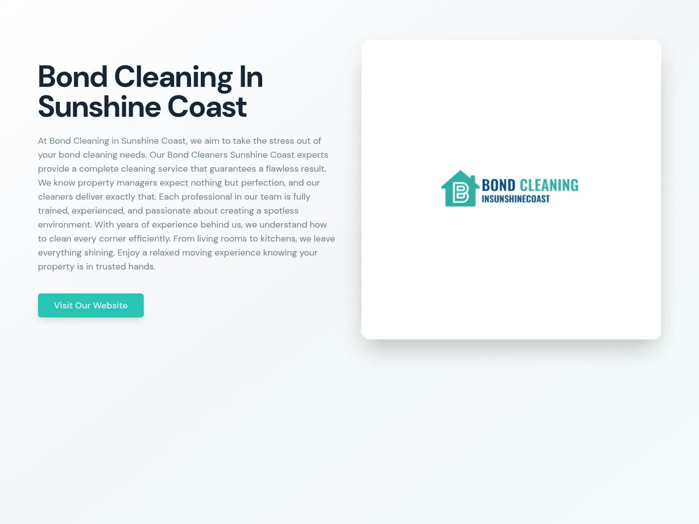 Bond Cleaning in Sunshine Coast One-Page Website